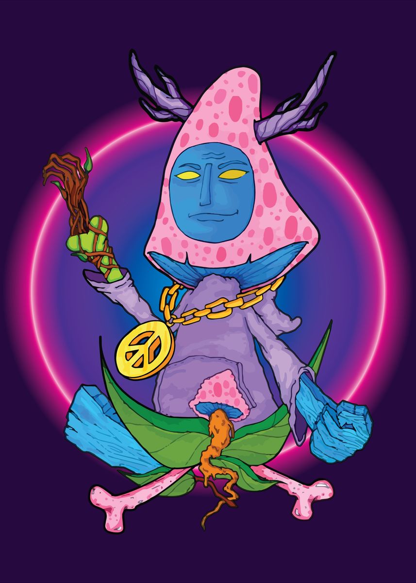 'Shroom God' Poster, picture, metal print, paint by Grey Matter | Displate