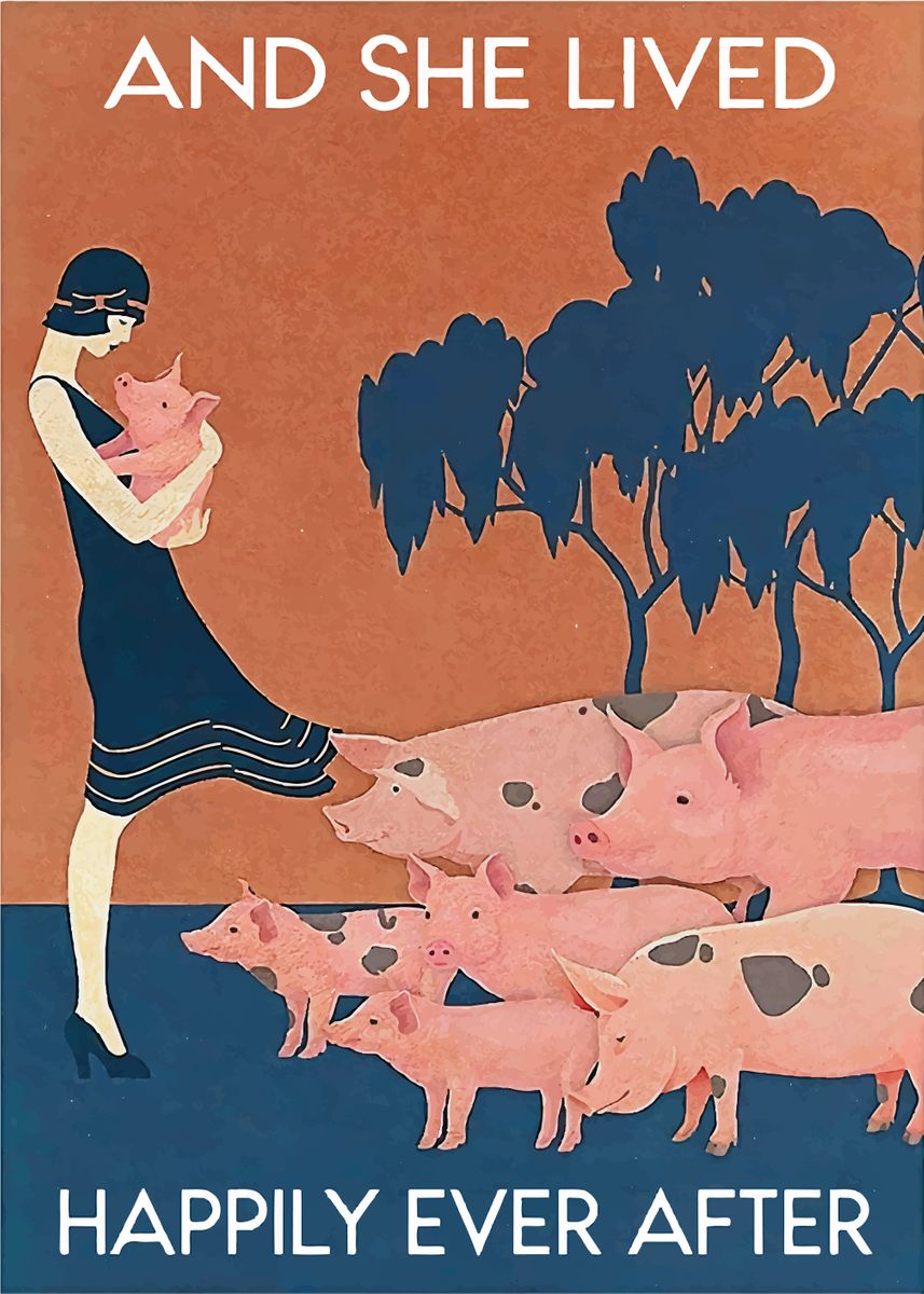 'Pig And She Lived Happily' Poster, picture, metal print, paint by ...