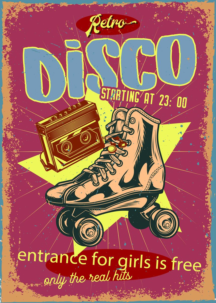 'retro Disco' Poster, picture, metal print, paint by Lardis Art | Displate