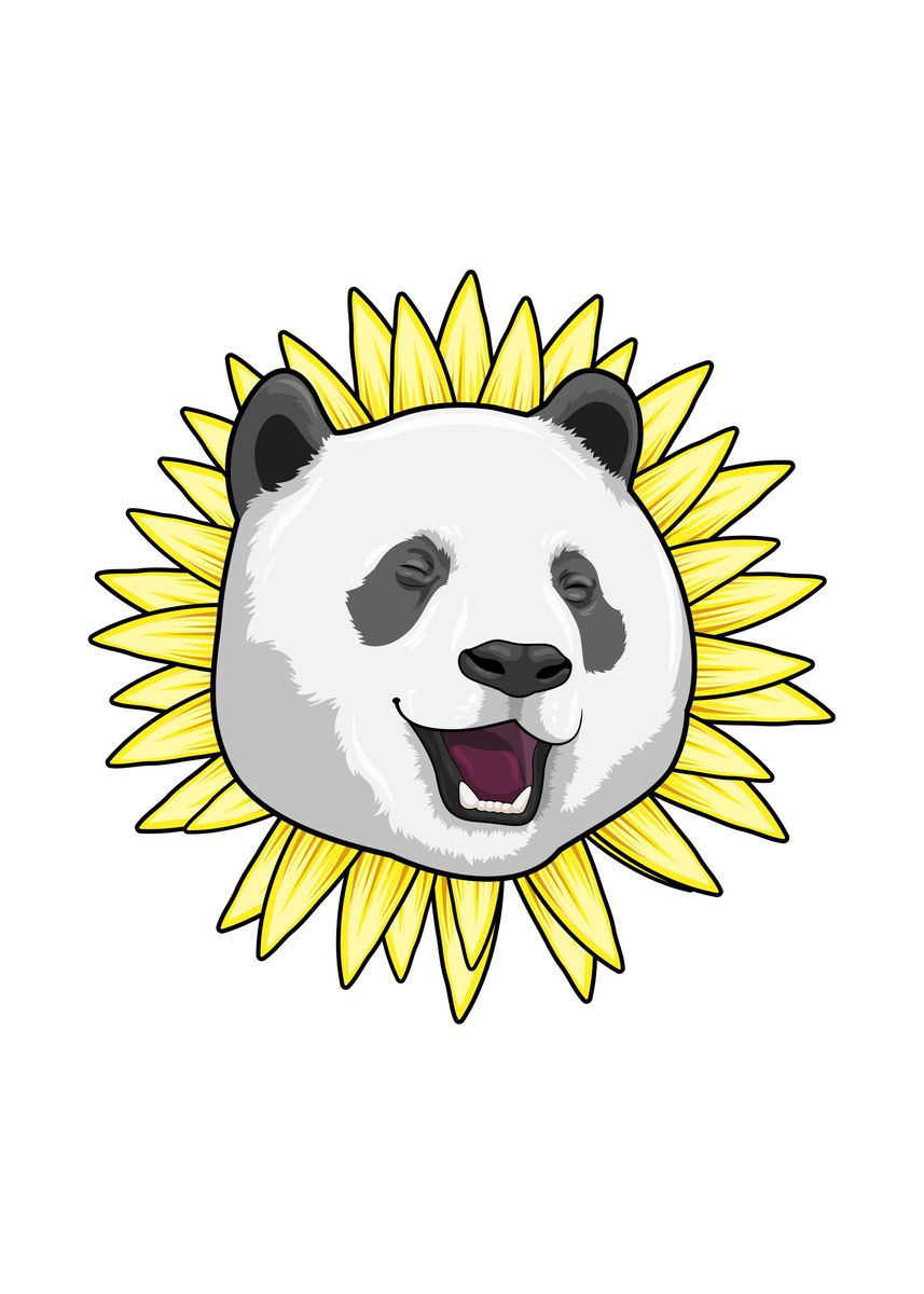 'Panda Sunflower' Poster by Markus Schnabel | Displate