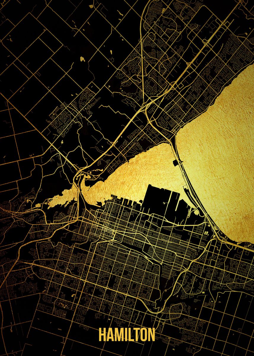'Hamilton Gold Map' Poster, picture, metal print, paint by LUNGHISTE ...