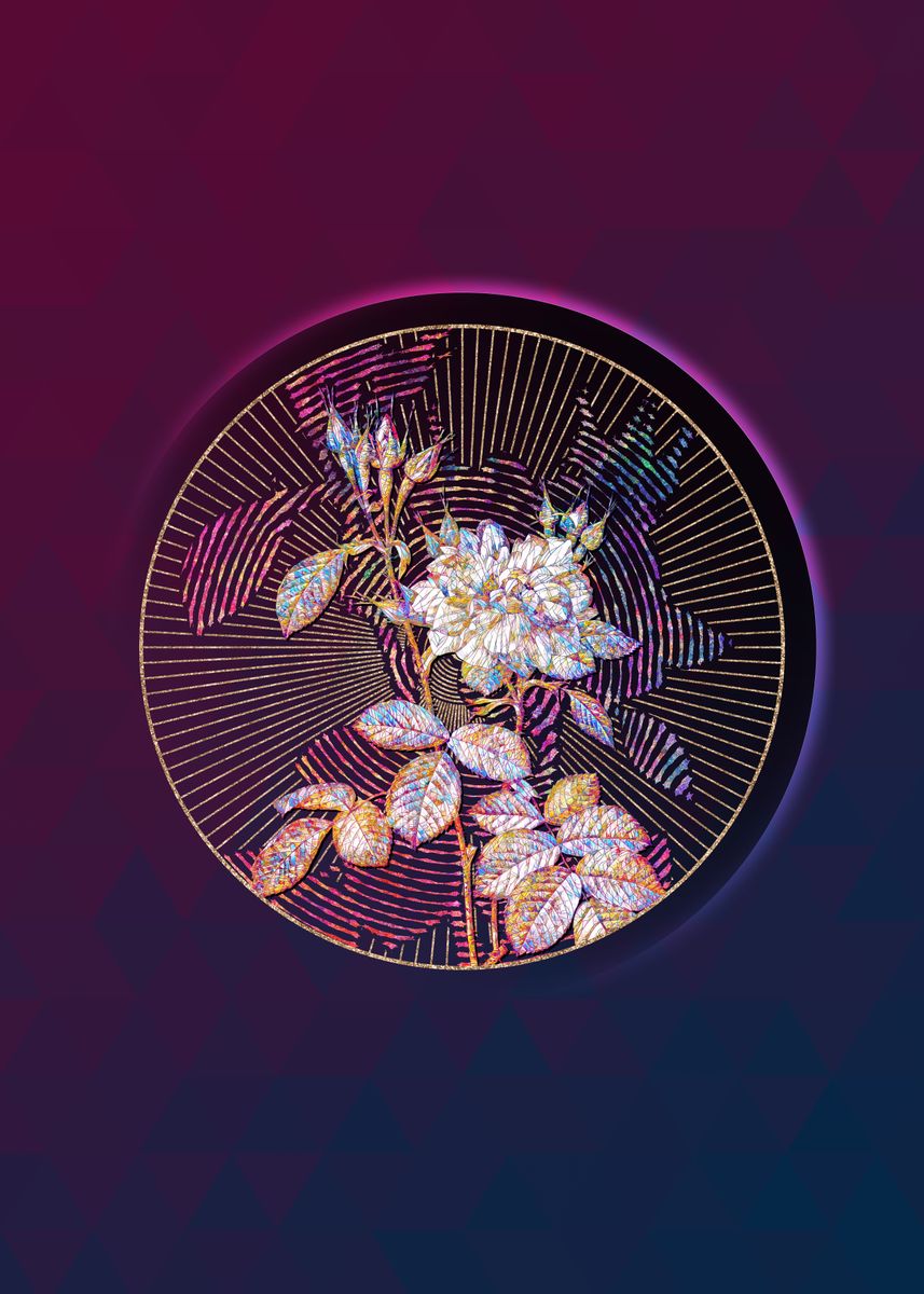 'Autumn Damask Rose Mosaic' Poster by Holy Rock Design | Displate