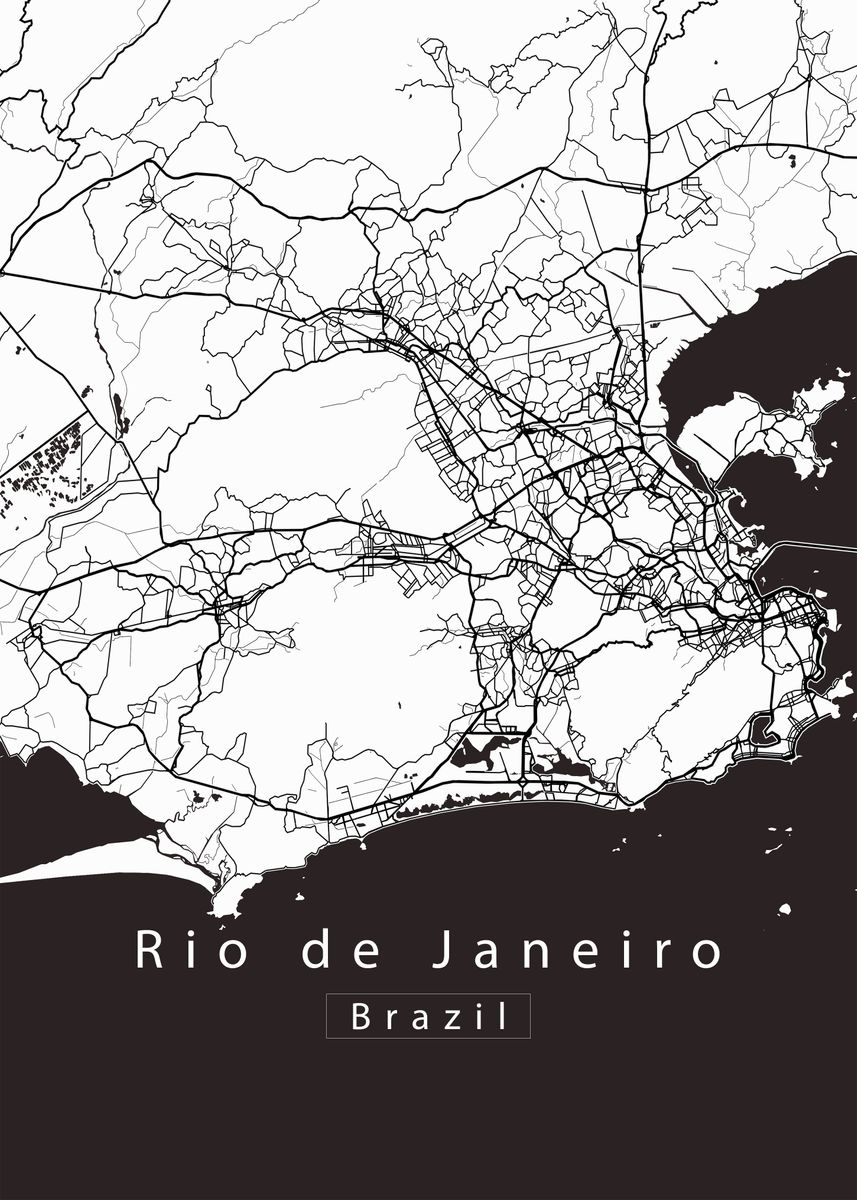 'Rio de Janeiro City Map' Poster, picture, metal print, paint by Robin ...