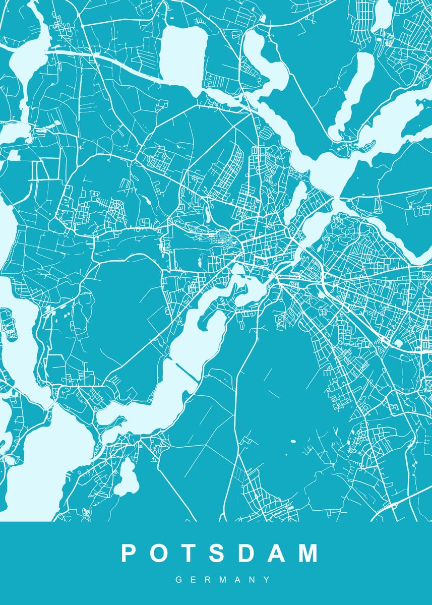 'POTSDAM Map GERMANY' Poster, picture, metal print, paint by UrbanMaps ...