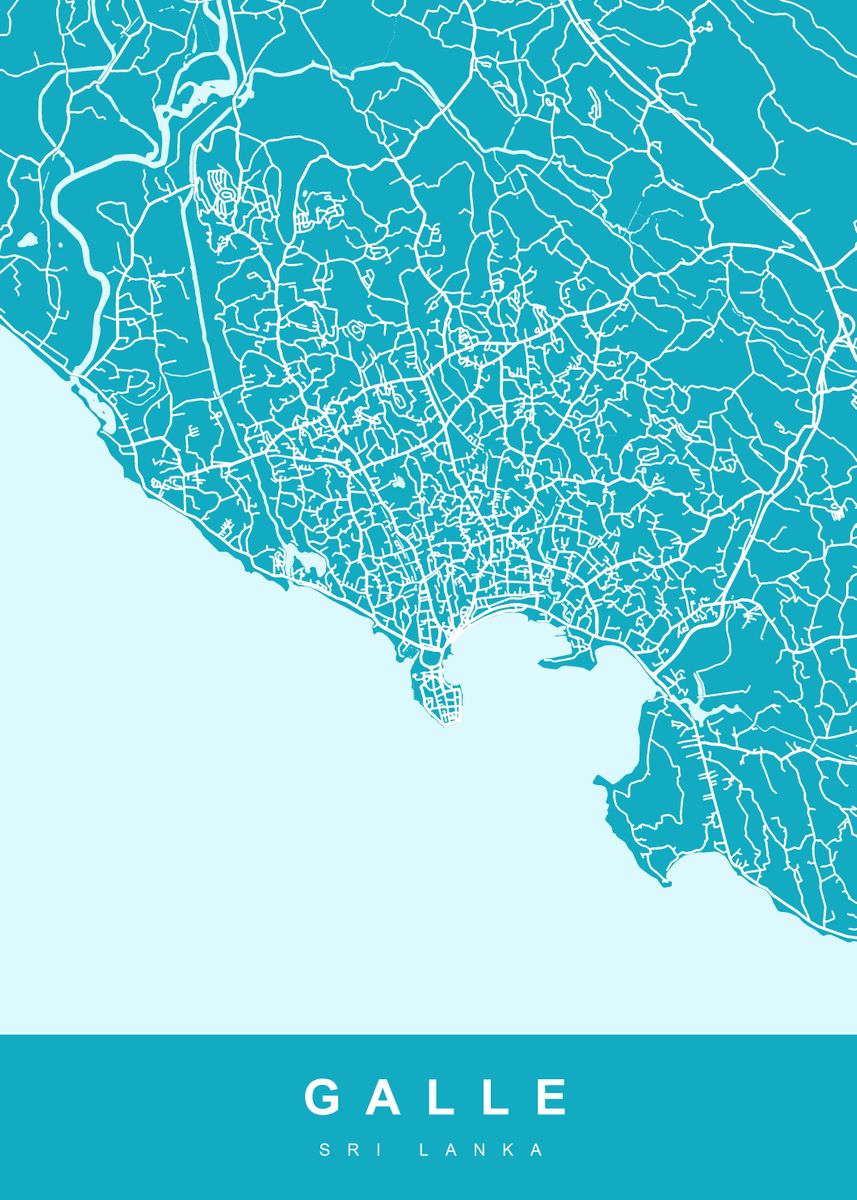 'GALLE Map SRI LANKA ' Poster, picture, metal print, paint by UrbanMaps ...