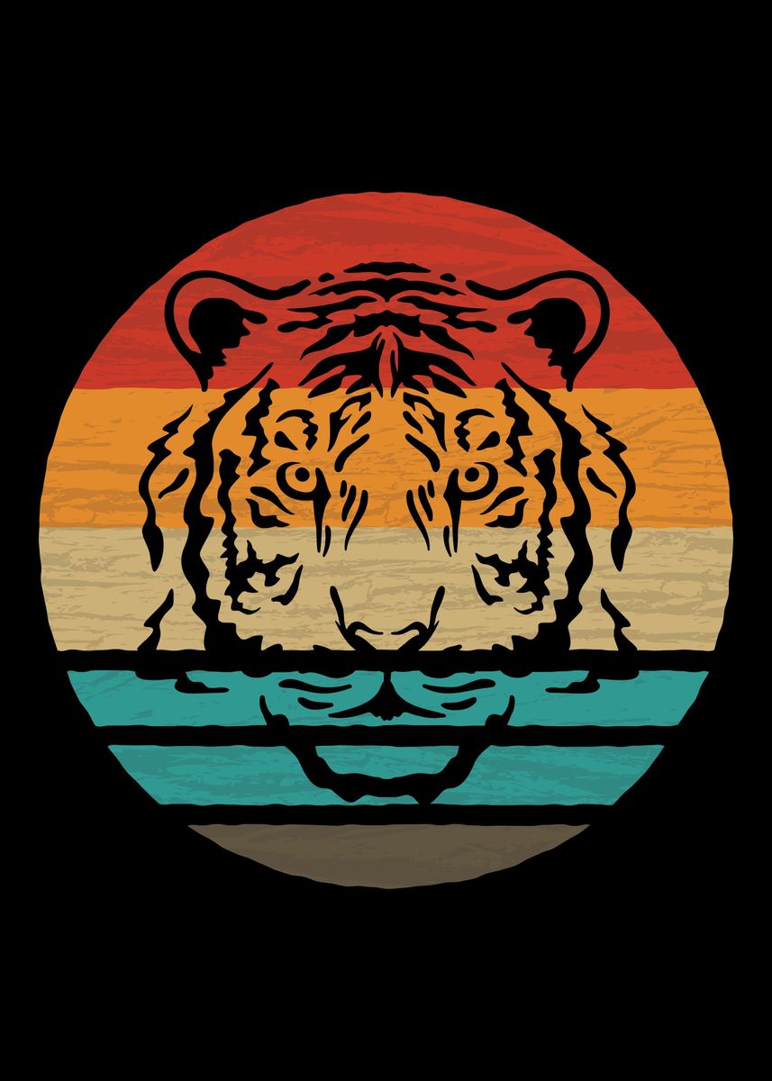 'Tiger Retro Vintage' Poster, picture, metal print, paint by royalsigns ...