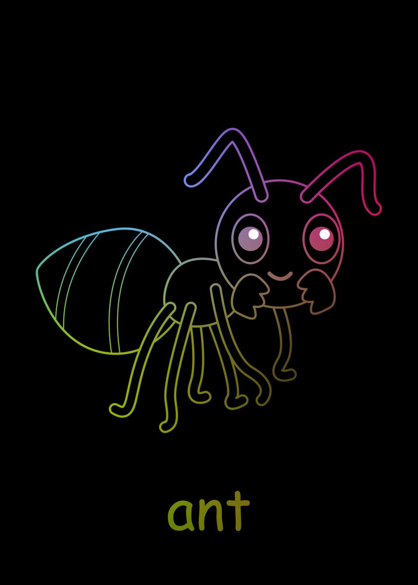 'Animal Ant' Poster, picture, metal print, paint by Elain | Displate