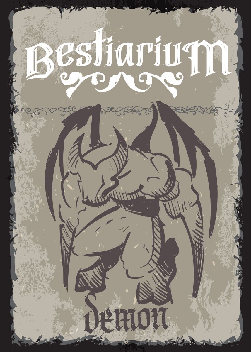'Bestiary Demon Depiction' Poster, picture, metal print, paint by ...