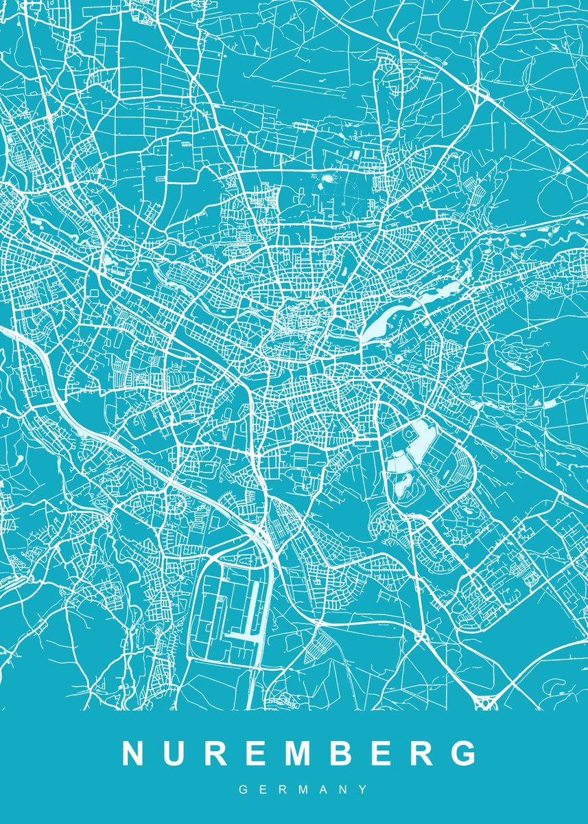 'NUREMBERG Map GERMANY' Poster, picture, metal print, paint by ...