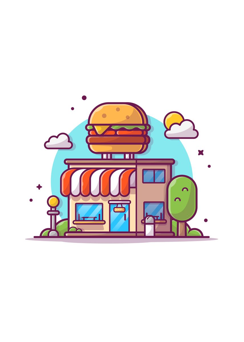 'Burger Shop Cartoon' Poster by catalyst vibes | Displate