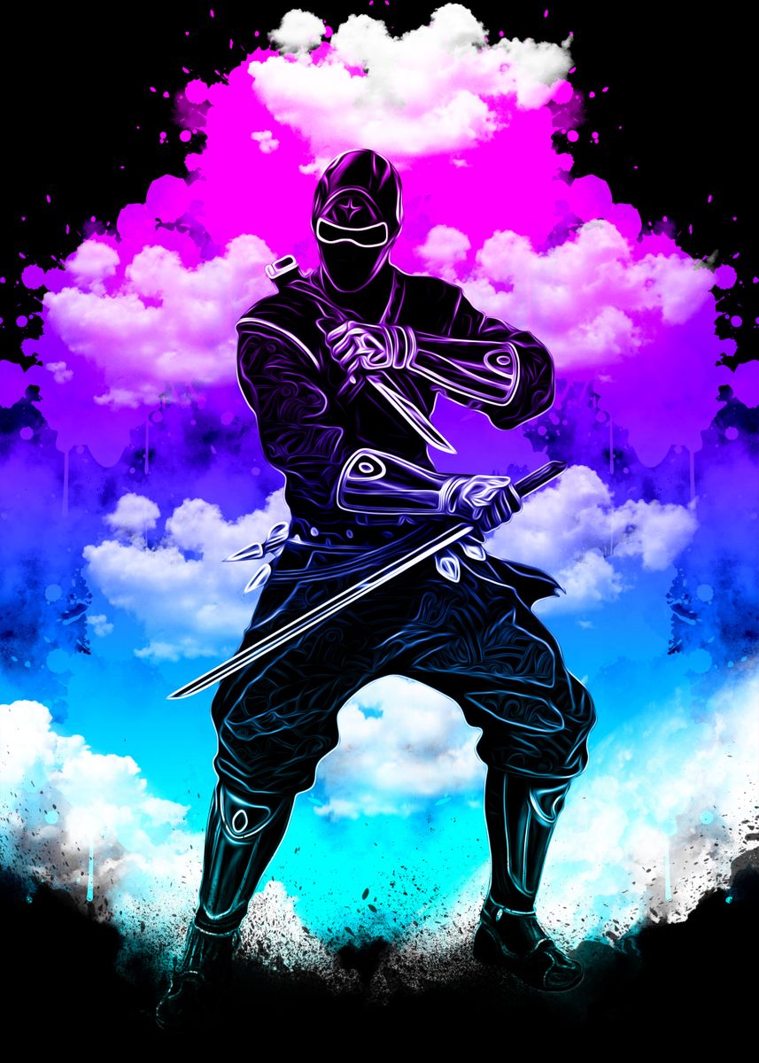 'Ninja' Poster, picture, metal print, paint by San Creative | Displate