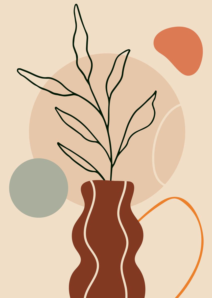 'Flower vase leaf modernart' Poster, picture, metal print, paint by ...