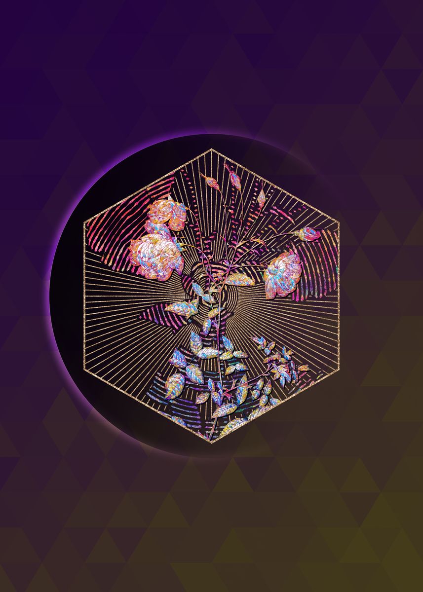 'Geometric Mosaic Red Rose' Poster by Holy Rock Design | Displate