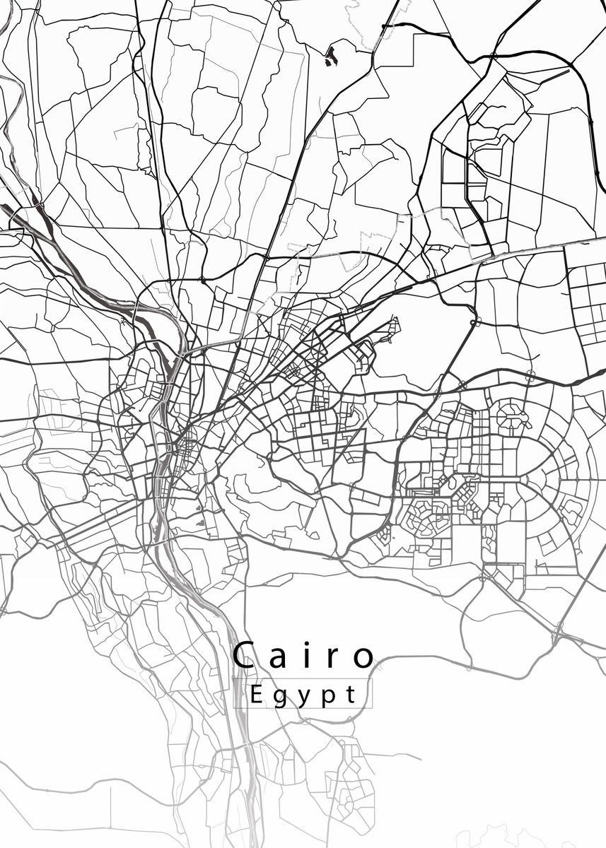 'Cairo City Map' Poster, picture, metal print, paint by Mapique | Displate