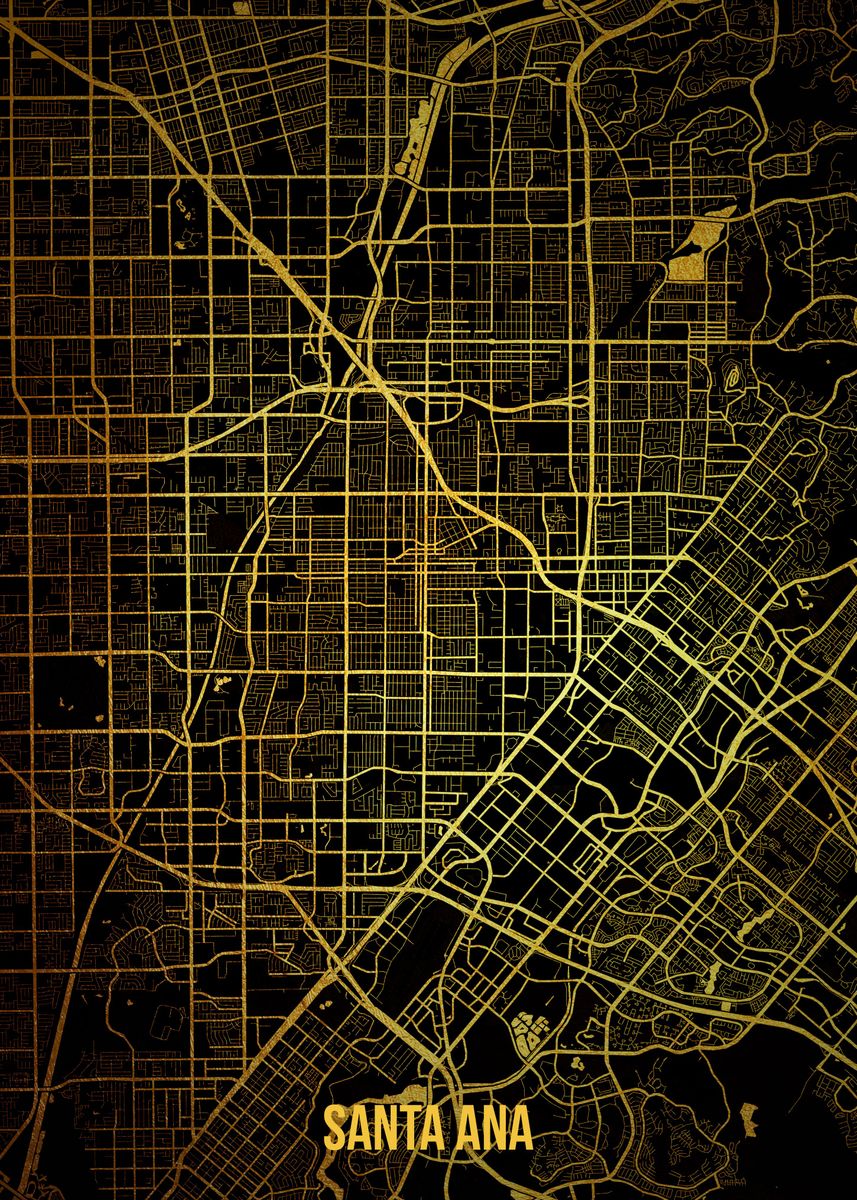 'Santa Ana Gold Map' Poster, picture, metal print, paint by LUNGHISTE ...