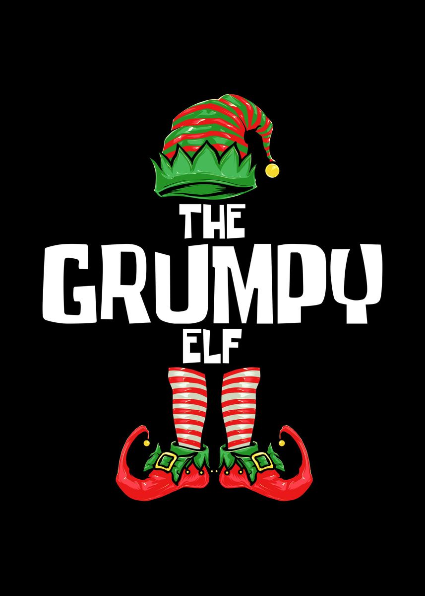 'Christmas Grumpy Elf' Poster, picture, metal print, paint by Mealla ...