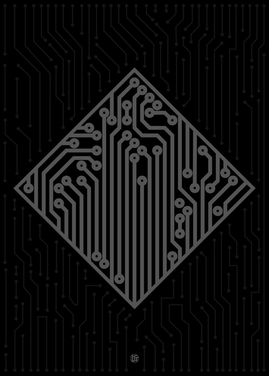 'Geometric Circuit' Poster, picture, metal print, paint by Linus Tech ...