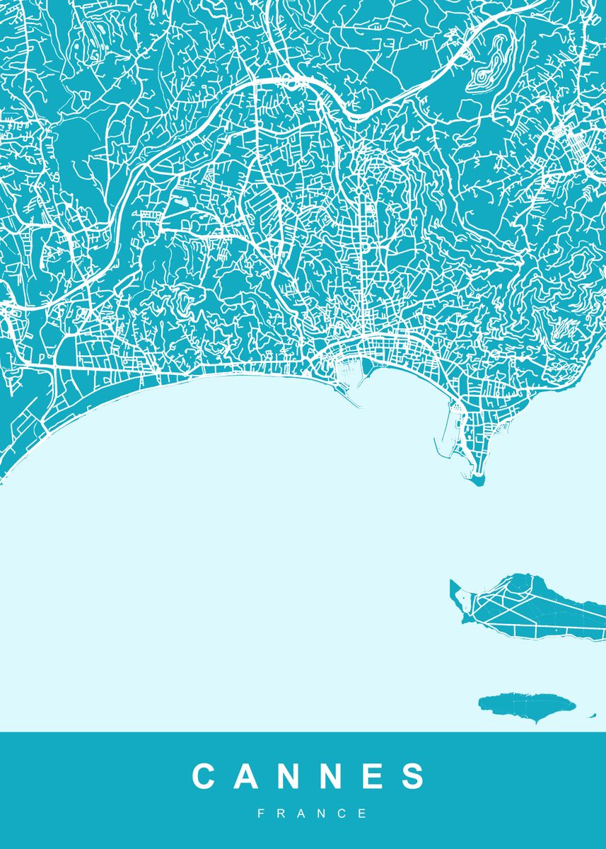'CANNES Map FRANCE' Poster by UrbanMaps | Displate