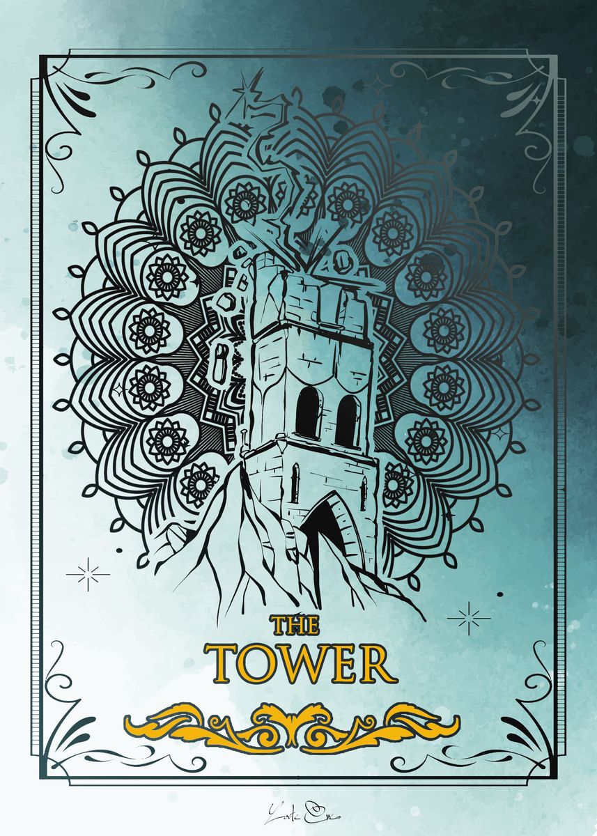 'Tarot trump card The TOWER' Poster, picture, metal print, paint by ...