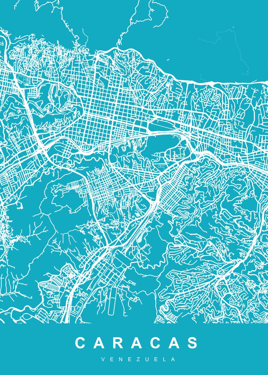 'CARACAS Map VENEZUELA' Poster by UrbanMaps | Displate