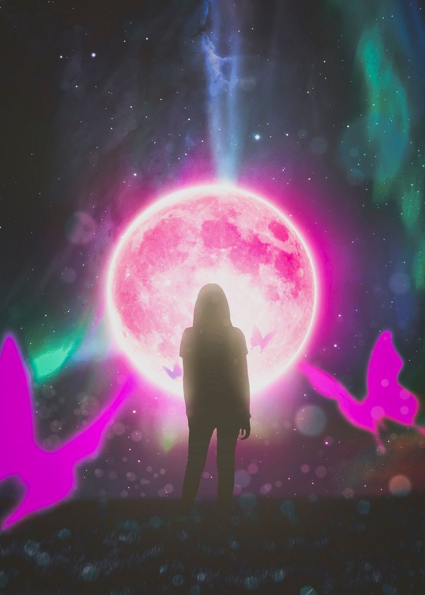 'Violet Moon' Poster, picture, metal print, paint by AndrejZT | Displate