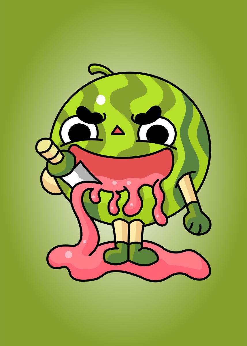 'watermelon cute monster' Poster, picture, metal print, paint by Fill ...