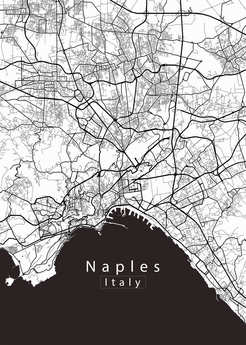 'Naples City Map' Poster, picture, metal print, paint by Mapique | Displate