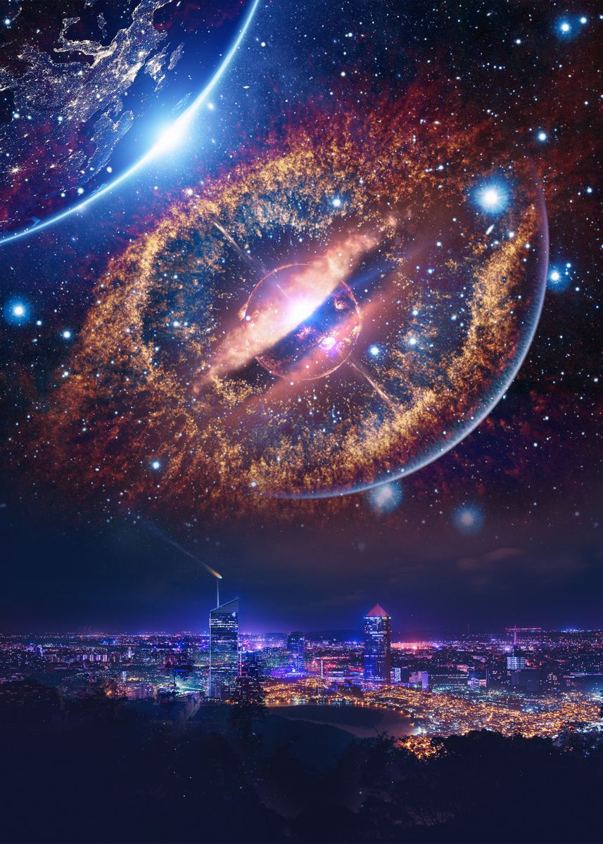 'City Galaxy' Poster, picture, metal print, paint by Shaheen Khan ...