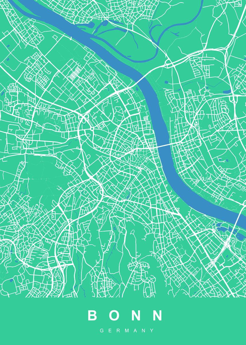 'BONN Map GERMANY' Poster by UrbanMaps | Displate