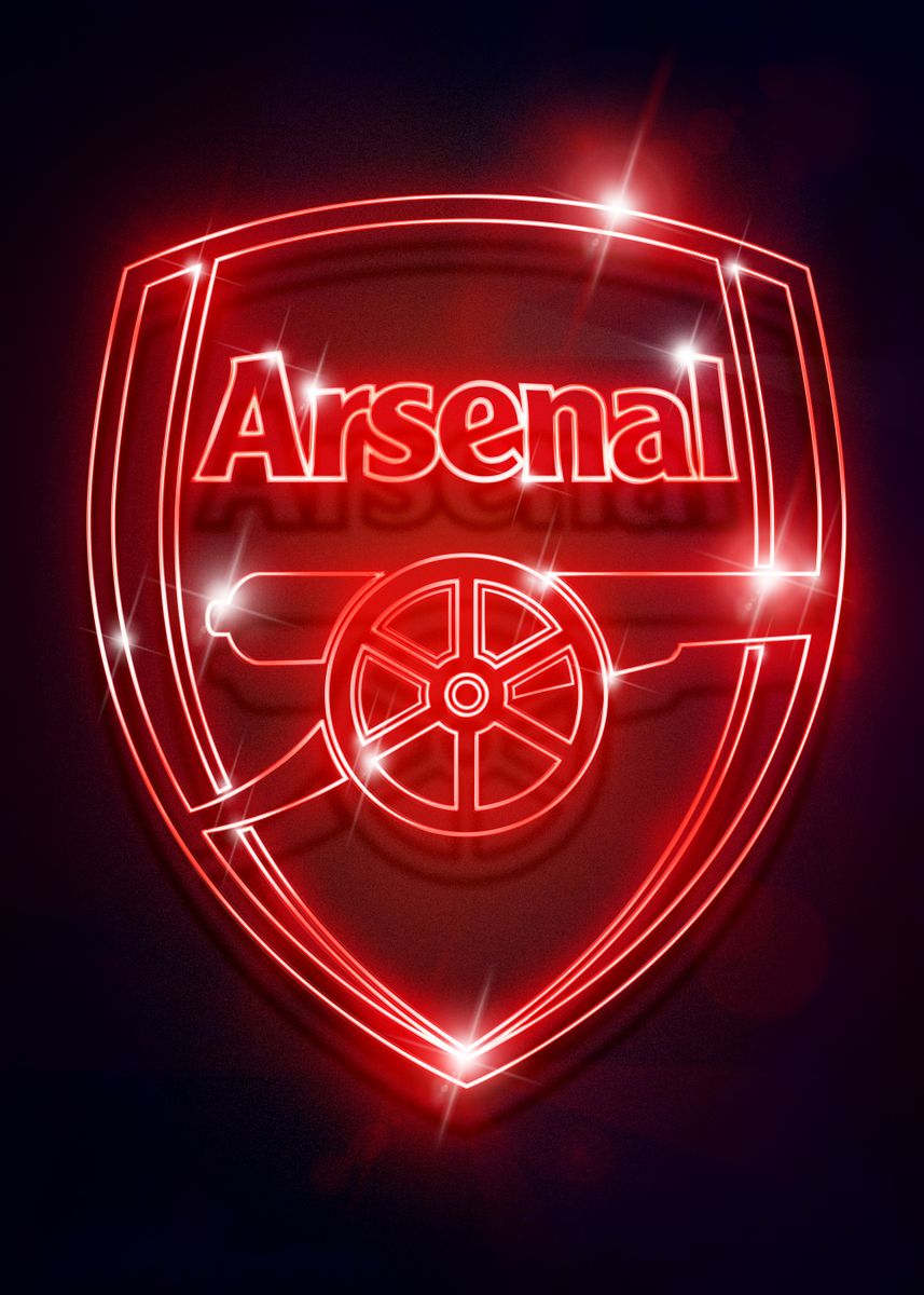 'Neon Arsenal Crest red' Poster, picture, metal print, paint by Arsenal ...