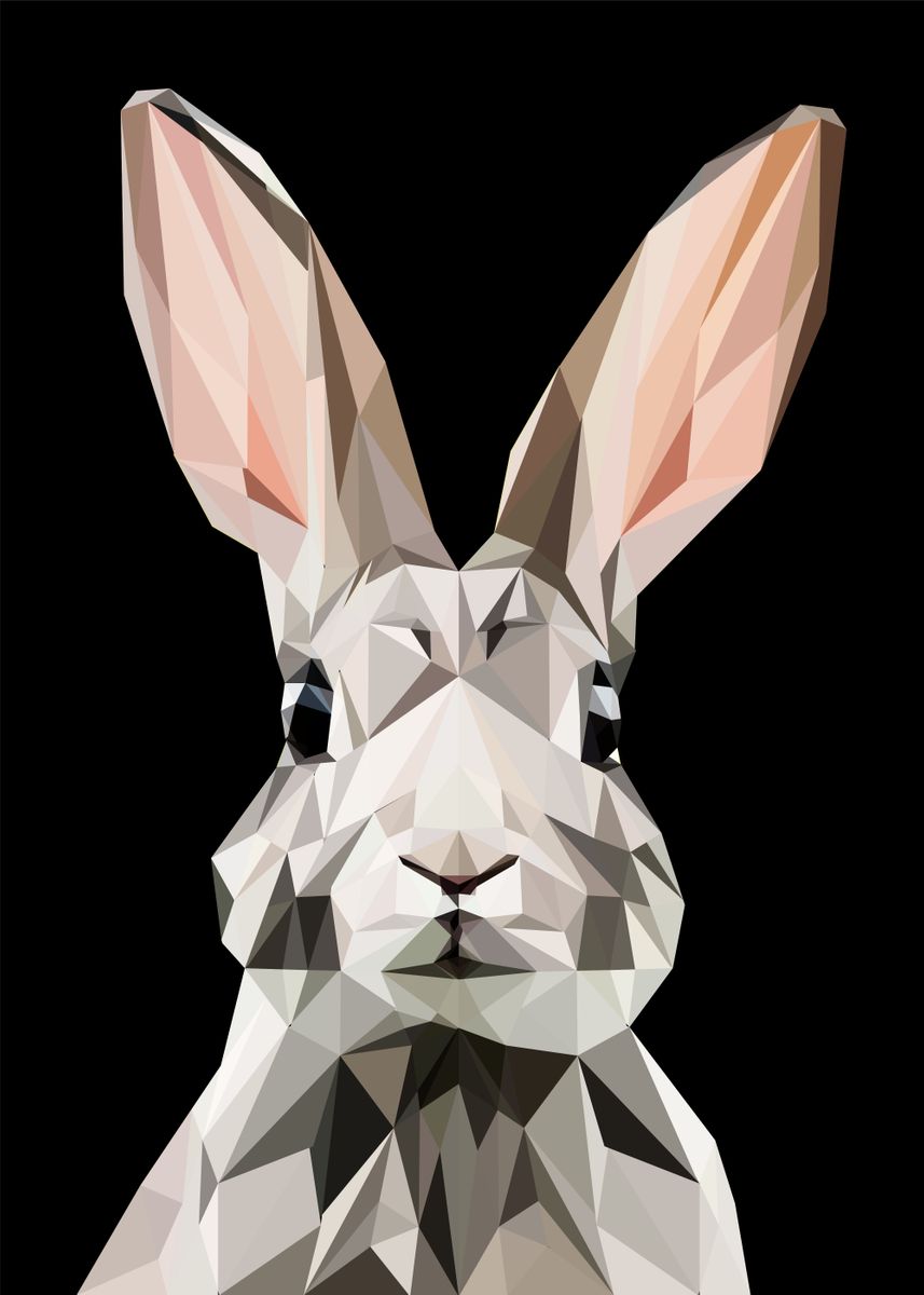 'Bunny' Poster, picture, metal print, paint by Lowpoly Posters | Displate