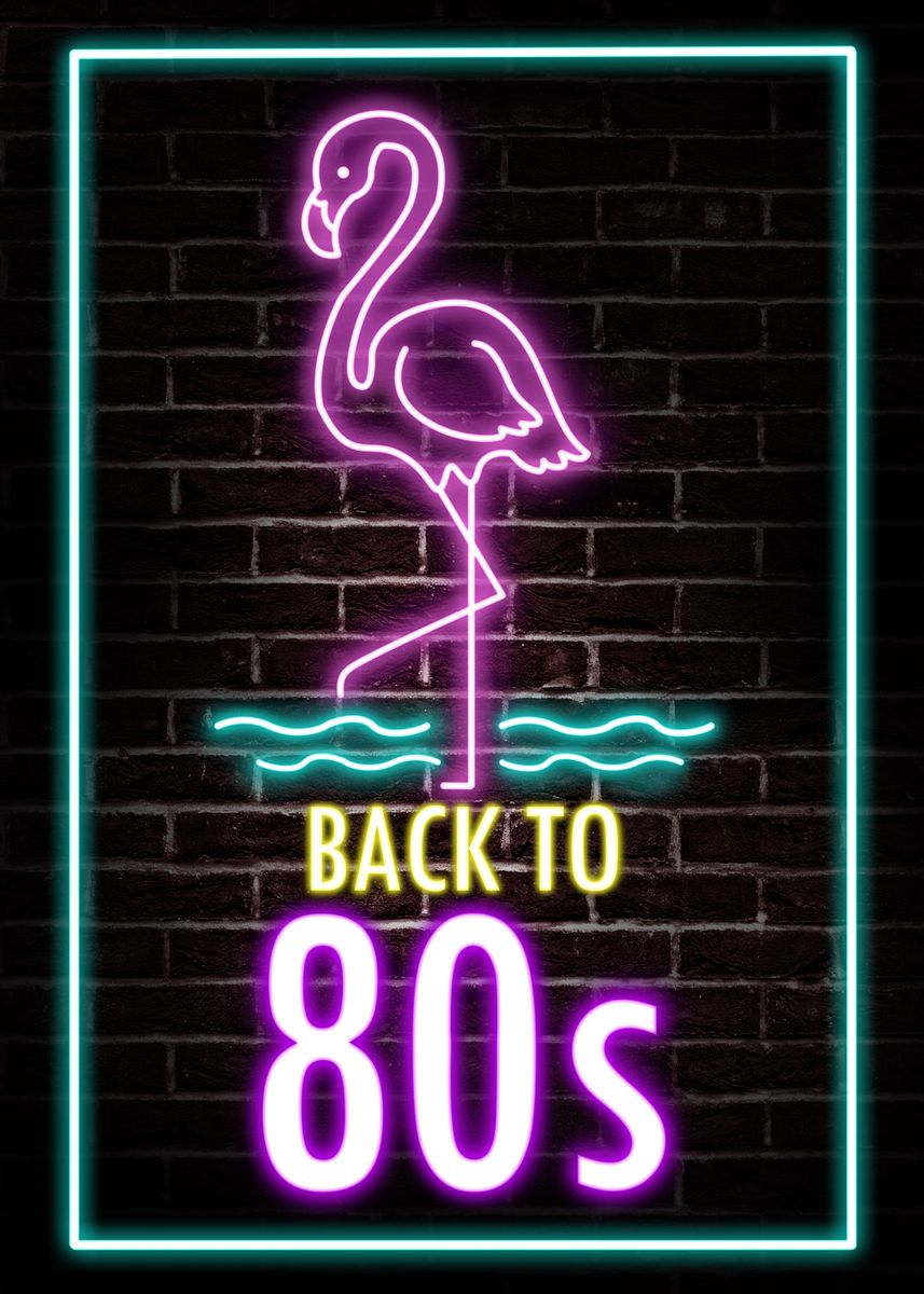 'retro neon' Poster, picture, metal print, paint by mr happyman | Displate