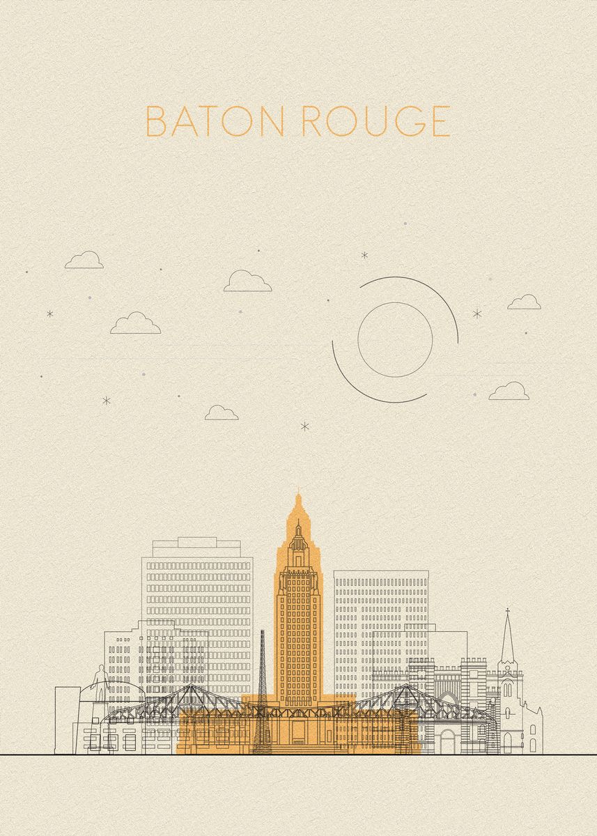 'Baton Rouge Skyline' Poster by Deniz A. | Displate
