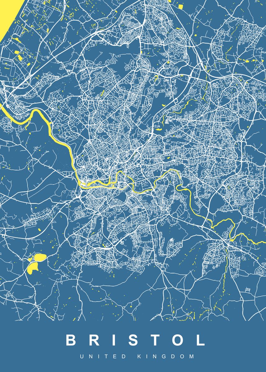 'BRISTOL Map England UK' Poster, picture, metal print, paint by ...
