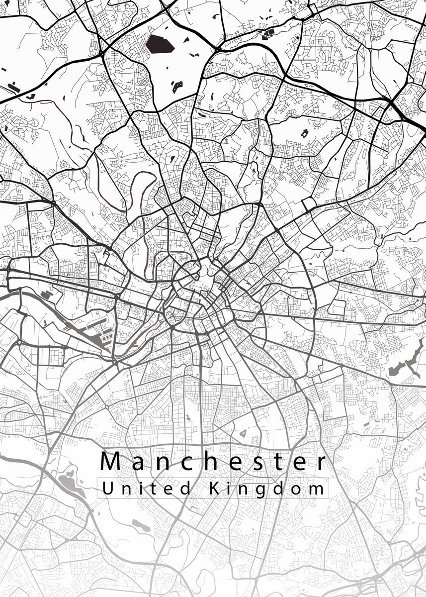 'Manchester City Map' Poster, picture, metal print, paint by Mapique ...