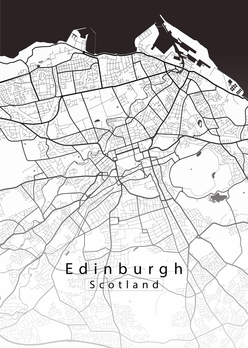 'Edinburgh City Map' Poster, picture, metal print, paint by Robin ...