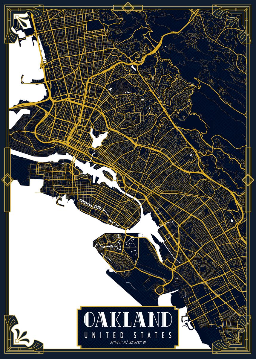 'Oakland City Map Gold' Poster by deMAP Studio | Displate