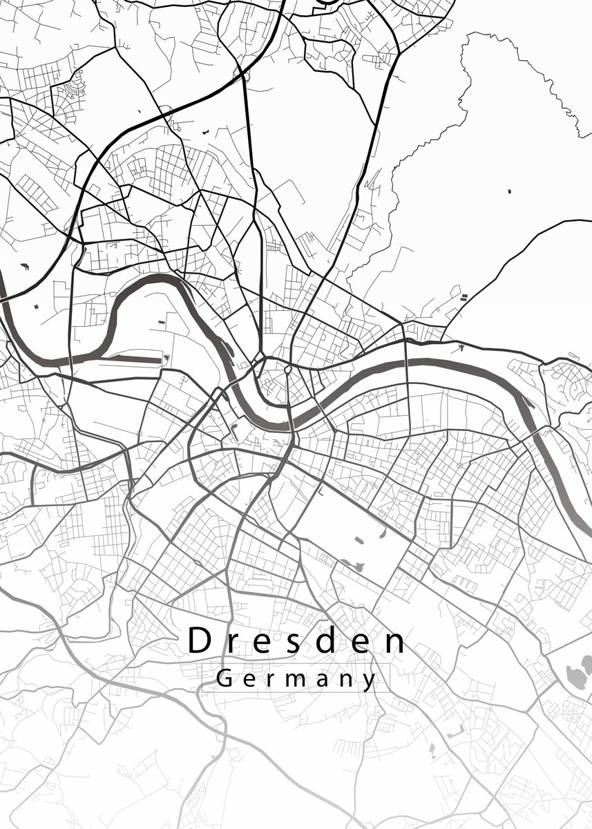 'Dresden City Map' Poster, picture, metal print, paint by Mapique ...