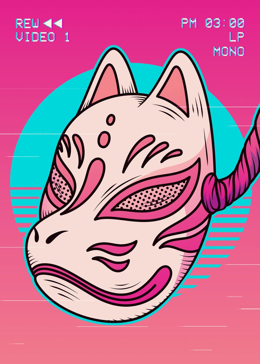 'Kitsune Mask Vaporwave' Poster by AestheticAlex | Displate