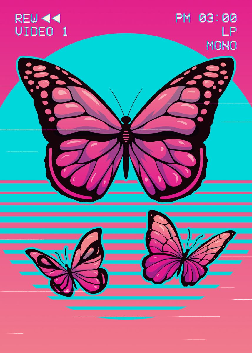'Vaporwave Butterfly Retro' Poster by AestheticAlex | Displate