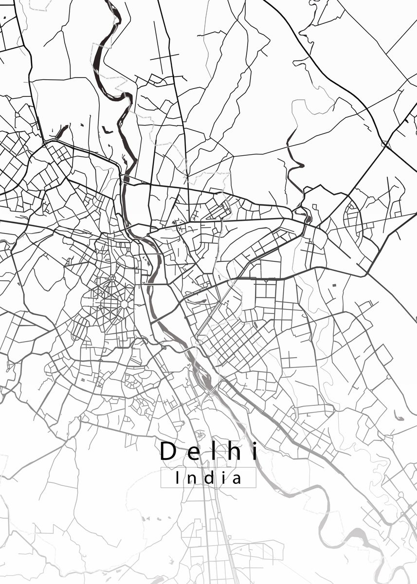 'Delhi City Map' Poster, picture, metal print, paint by Mapique | Displate