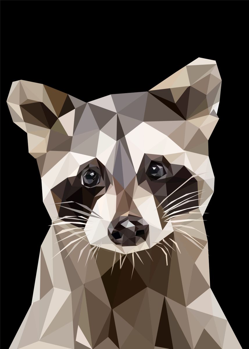 'baby raccoon pop art' Poster, picture, metal print, paint by Lowpoly ...