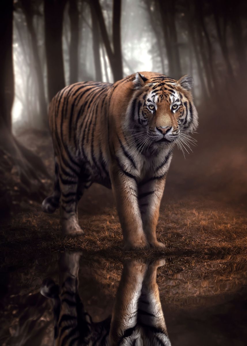 'Tiger Stare' Poster, picture, metal print, paint by Zenz | Displate