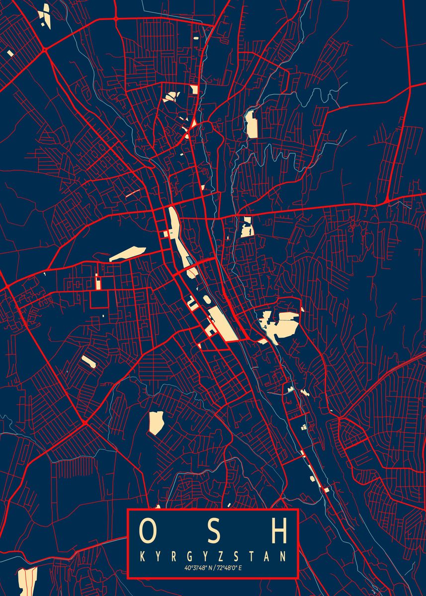 'Osh City Map Hope' Poster, picture, metal print, paint by deMAP Studio ...