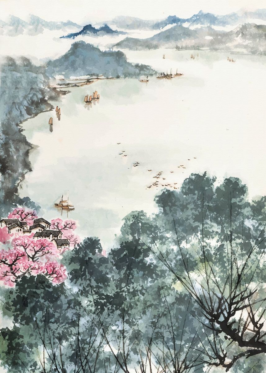 'Chinese landscape' Poster, picture, metal print, paint by Liquid ...