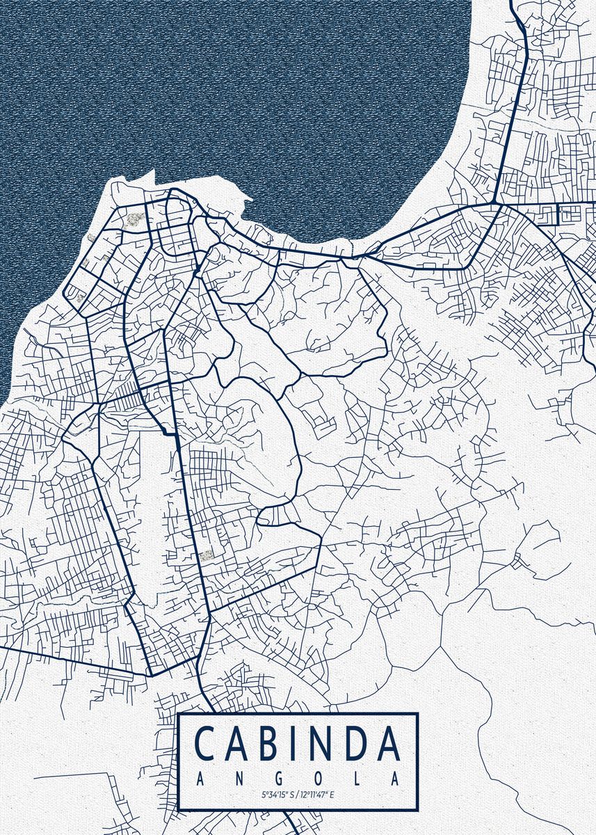 'Cabinda City Map Coastal' Poster by deMAP Studio | Displate