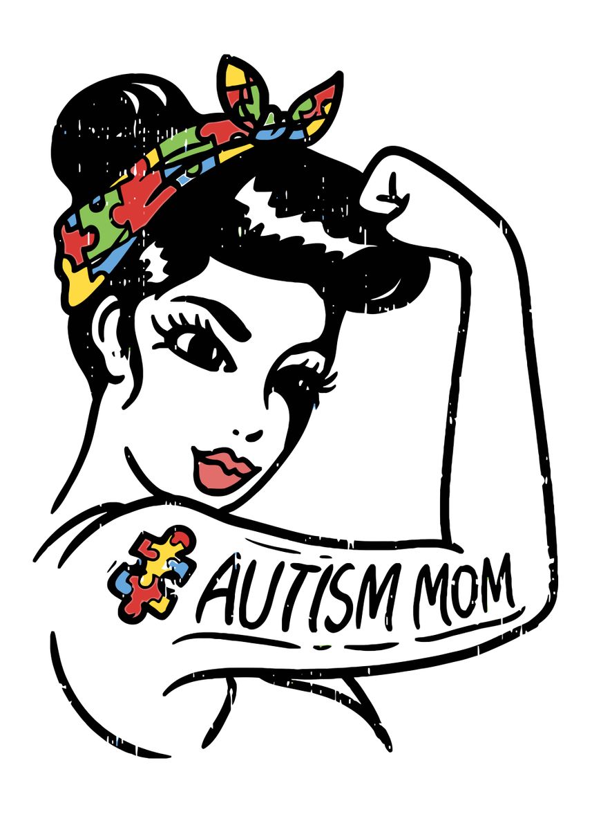 'Autism mom' Poster, picture, metal print, paint by Loves Poster | Displate
