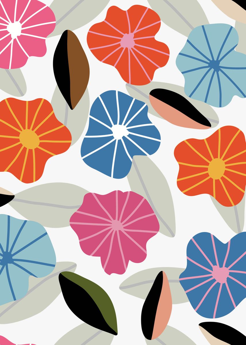 'Abstract Flower Pattern 02' Poster, picture, metal print, paint by ...