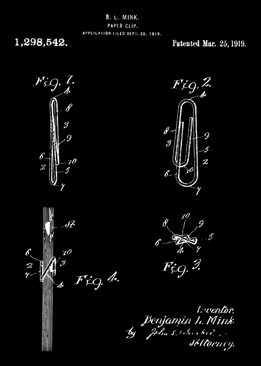 'Paper Clip Patent' Poster by Sam Kal | Displate