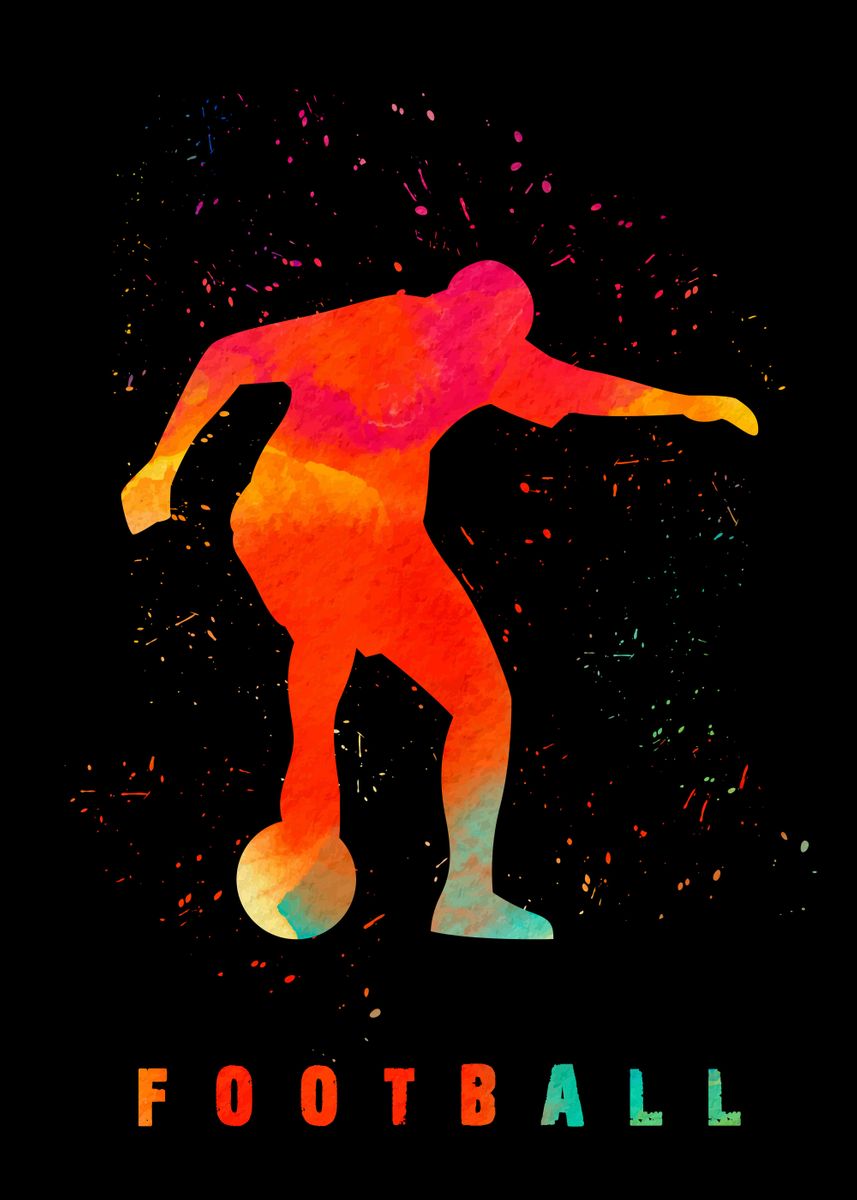 'Football Player Colorful' Poster, picture, metal print, paint by Anime ...